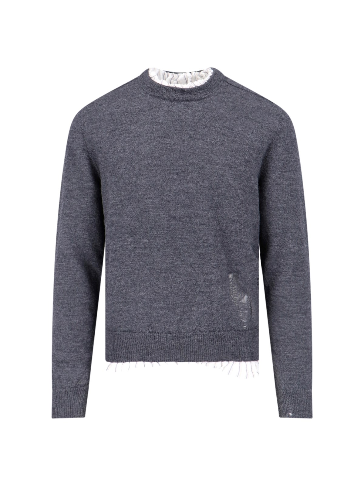 Maison Margiela Distressed Rib Sweatshirt In Gray | ModeSens