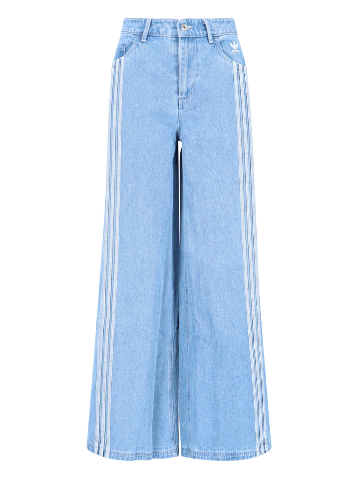 Adidas Originals Palazzo "3-stripes" Jeans In Light Blue | ModeSens